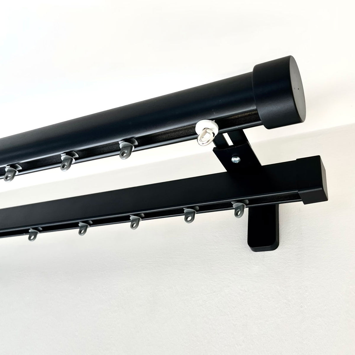 Round38 double wall fix curtain track pack with Cap finials | LINEAR